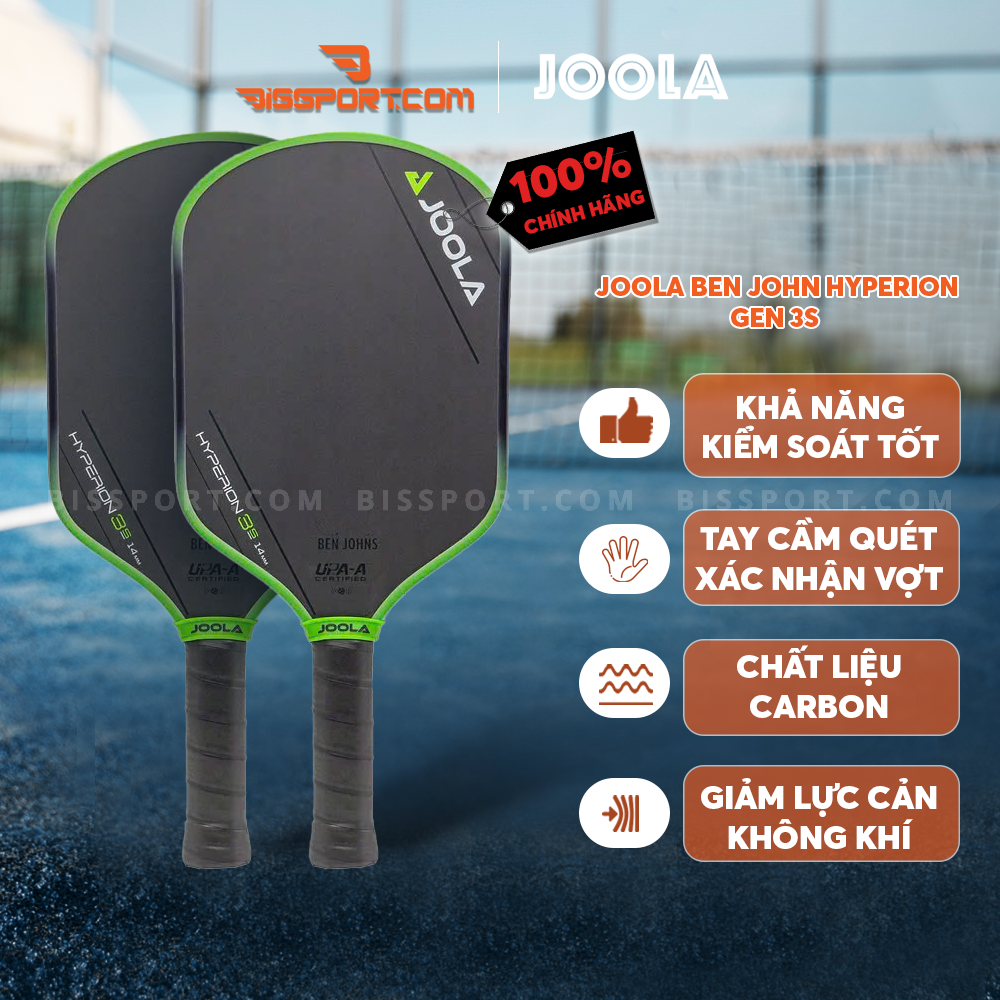 Vợt Pickleball Chính Hãng Joola Ben Johns Gen 3S Hyperion - 14mm - Màu Đen Xanh Lá
